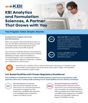 Analytical Formulation Services | KBI Biopharma Inc. | CPHI Online
