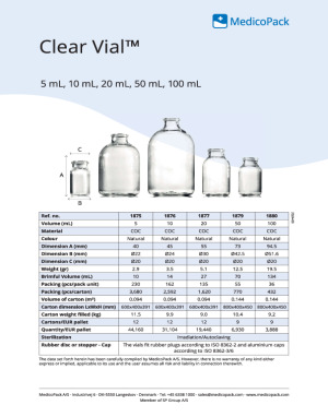 Clearvials - COC vials | MedicoPack A/S | CPHI Online