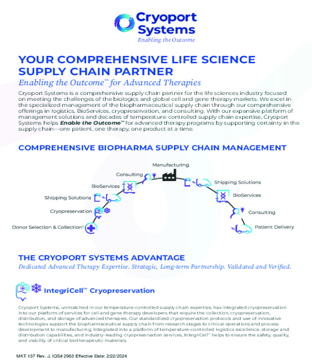 Cryoport Systems Supply Chain Capabilities | CPHI Online