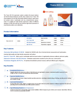 JSBio Product- Trans 293 Kit | Thousand Oaks Biologics Inc | CPHI Online
