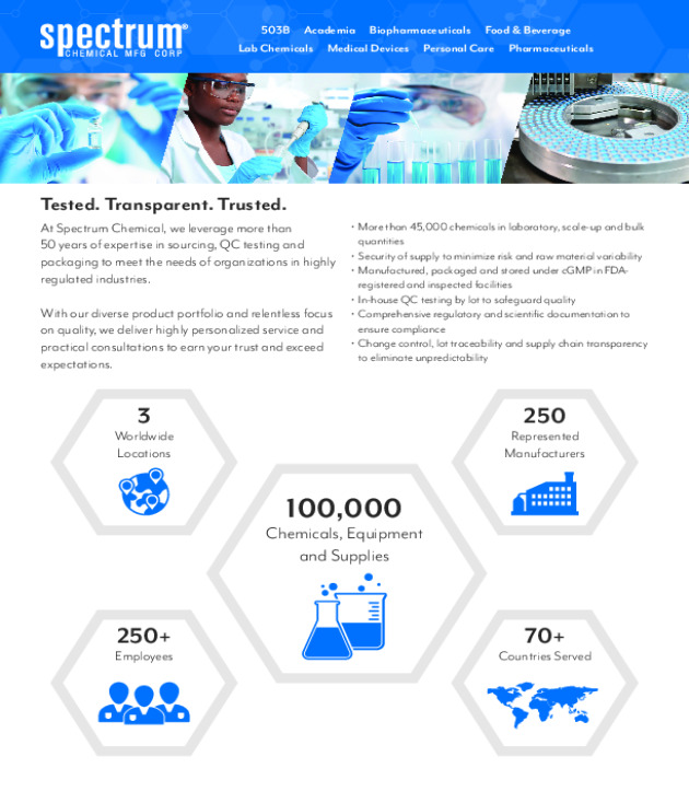 About Spectrum Chemical Mfg. Corp. | CPHI Online