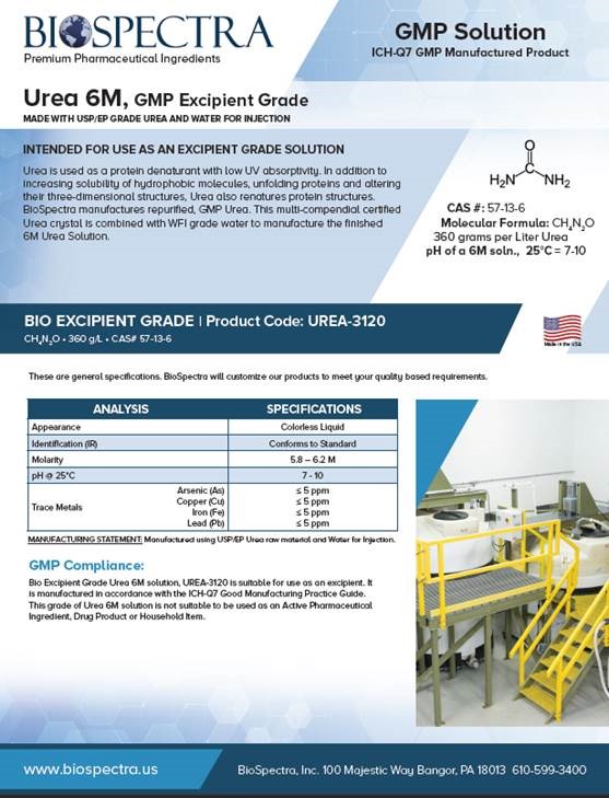 BioSpectra Launches New product, 6M Urea GMP | CPHI Online