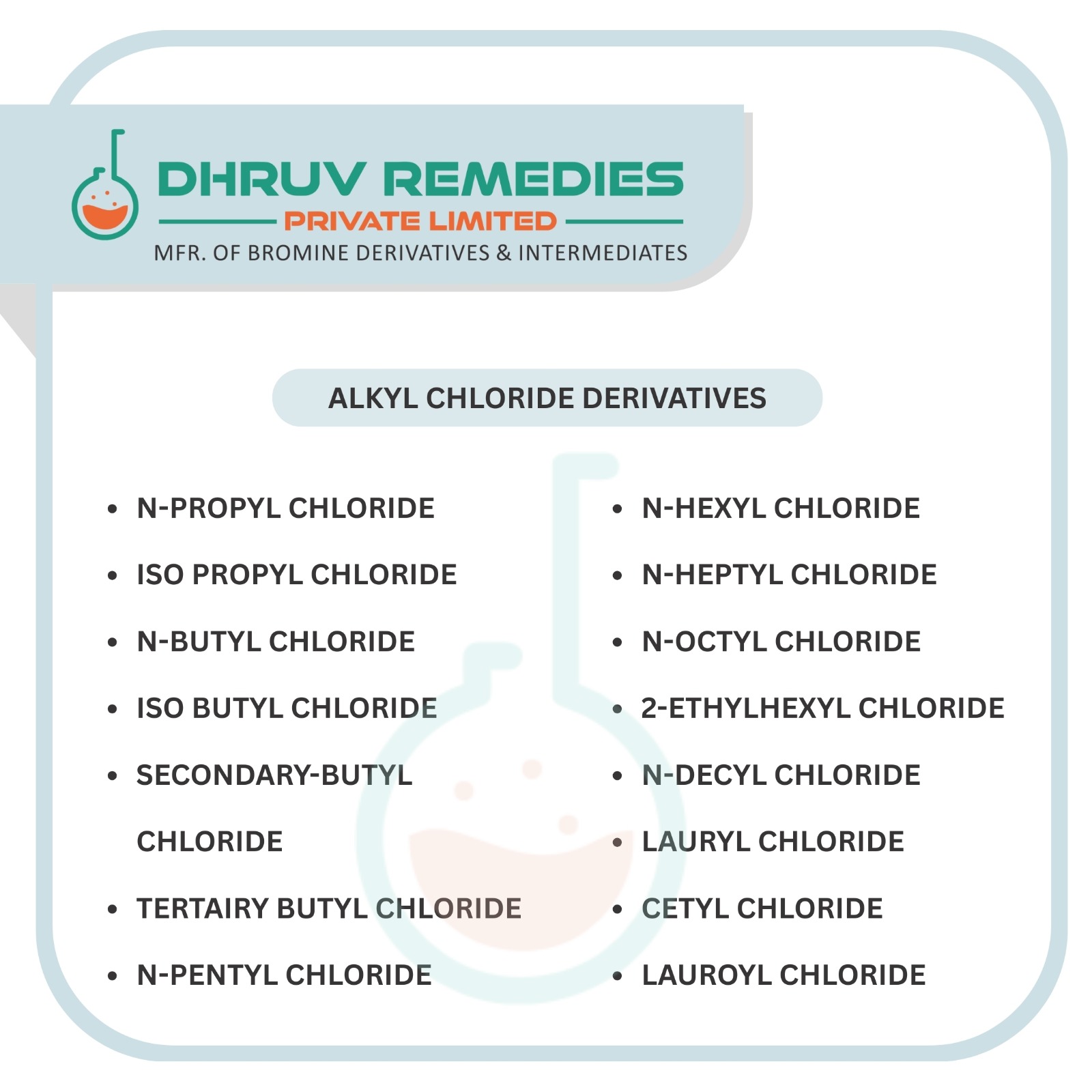 ALKYL CHLORIDE DERIVATIVES | Dhruv Remedies Pvt Ltd | CPHI Online