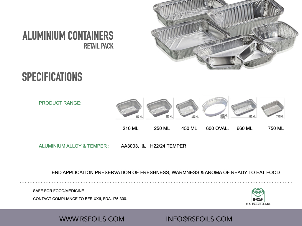 ALUMINIUM CONTAINERS | R.S. Foils Pvt Ltd | CPHI Online