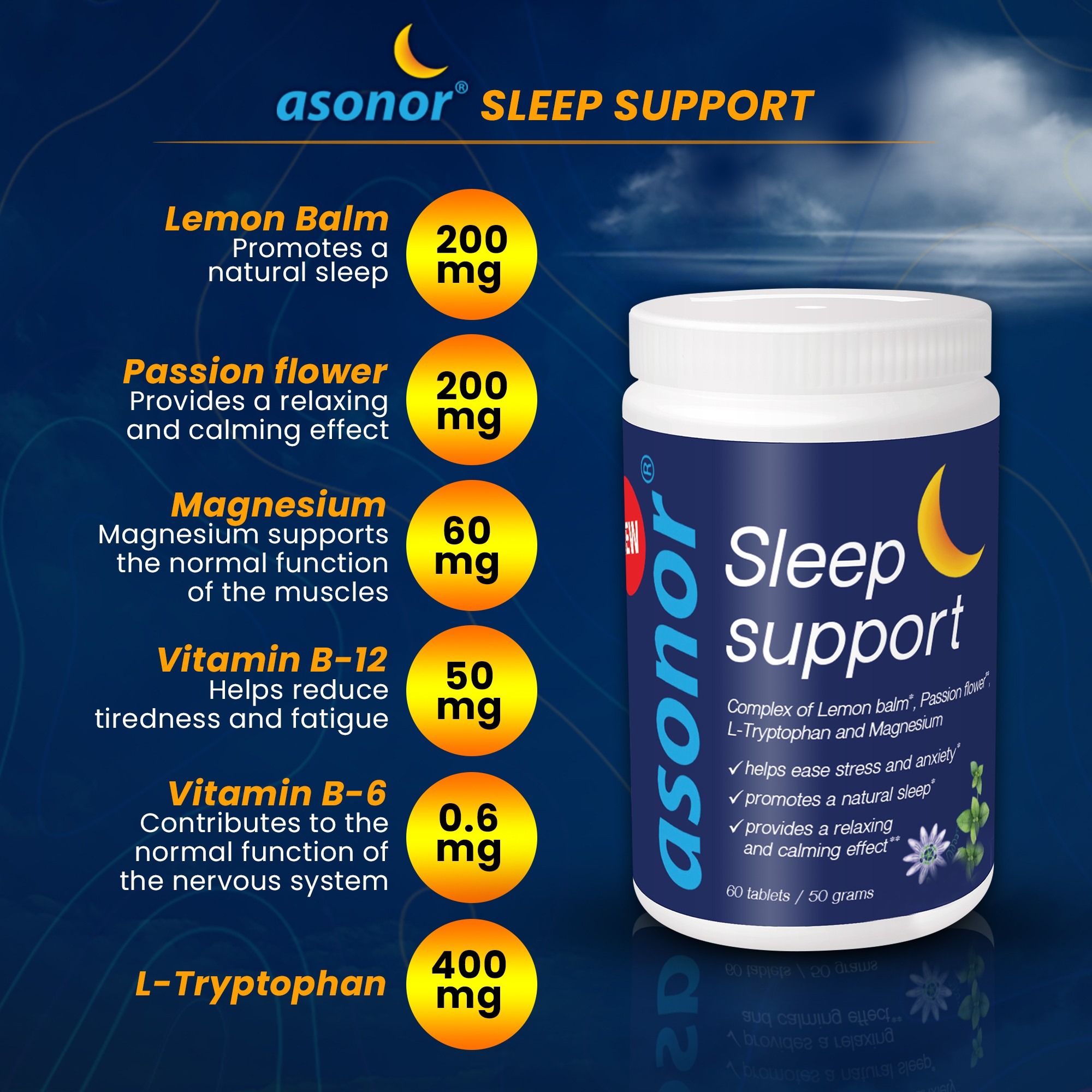 Asonor® Sleep Support - Natural tablet complex to improve your sleep quality | CPHI Online