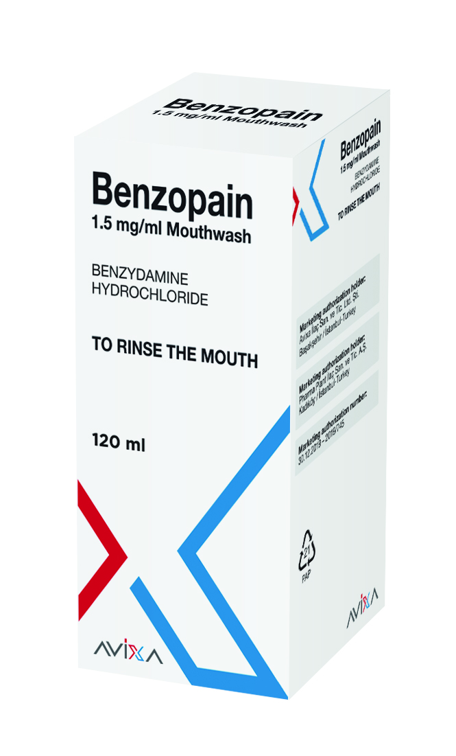Benzopain 0.15% Mouthwash, 120 ml (Benzydamine HCl) | CPHI Online