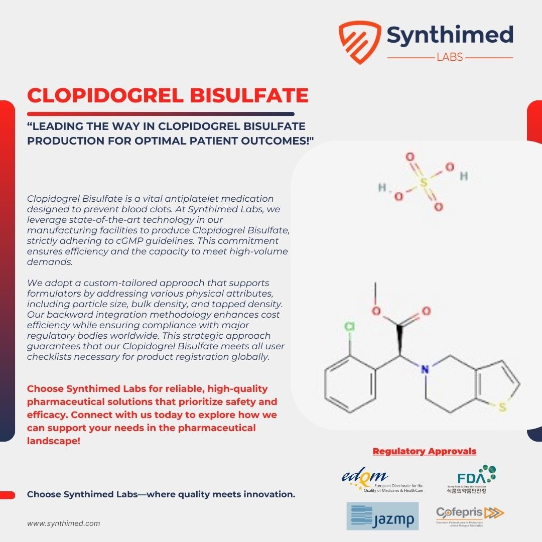 Clopidogrel Bisulfate | Synthimed Labs Private Limited | CPHI Online