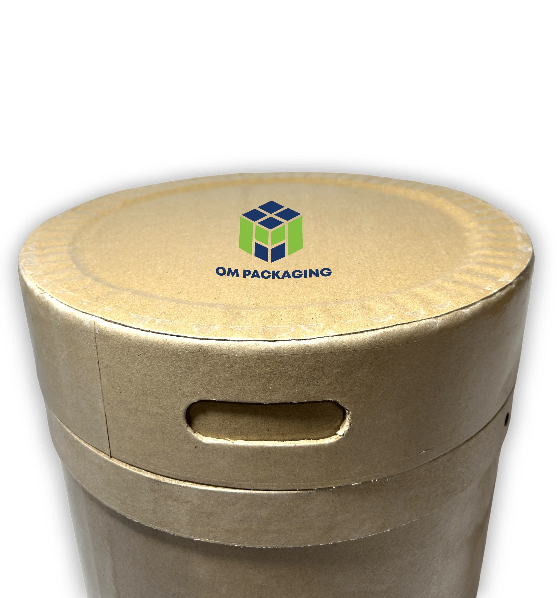 Modern Round Fibre Drum | Om Packaging | CPHI Online