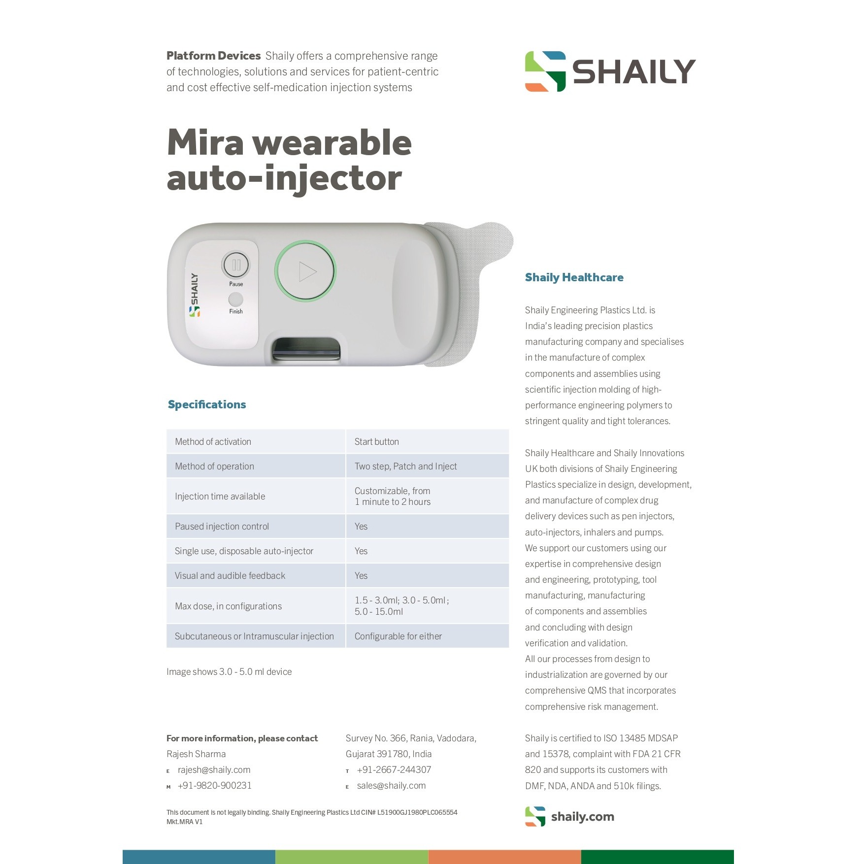 On body Wearable device | Shaily Engineering Plastics Ltd | CPHI Online