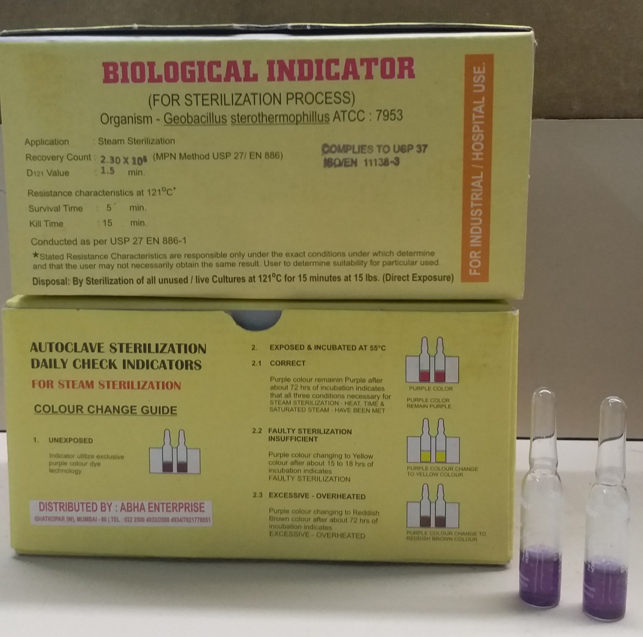 SES012 STERIND: AUTOCLAVE STERILISATION CHECK AMPOULES 10^6 Geobacillus ...