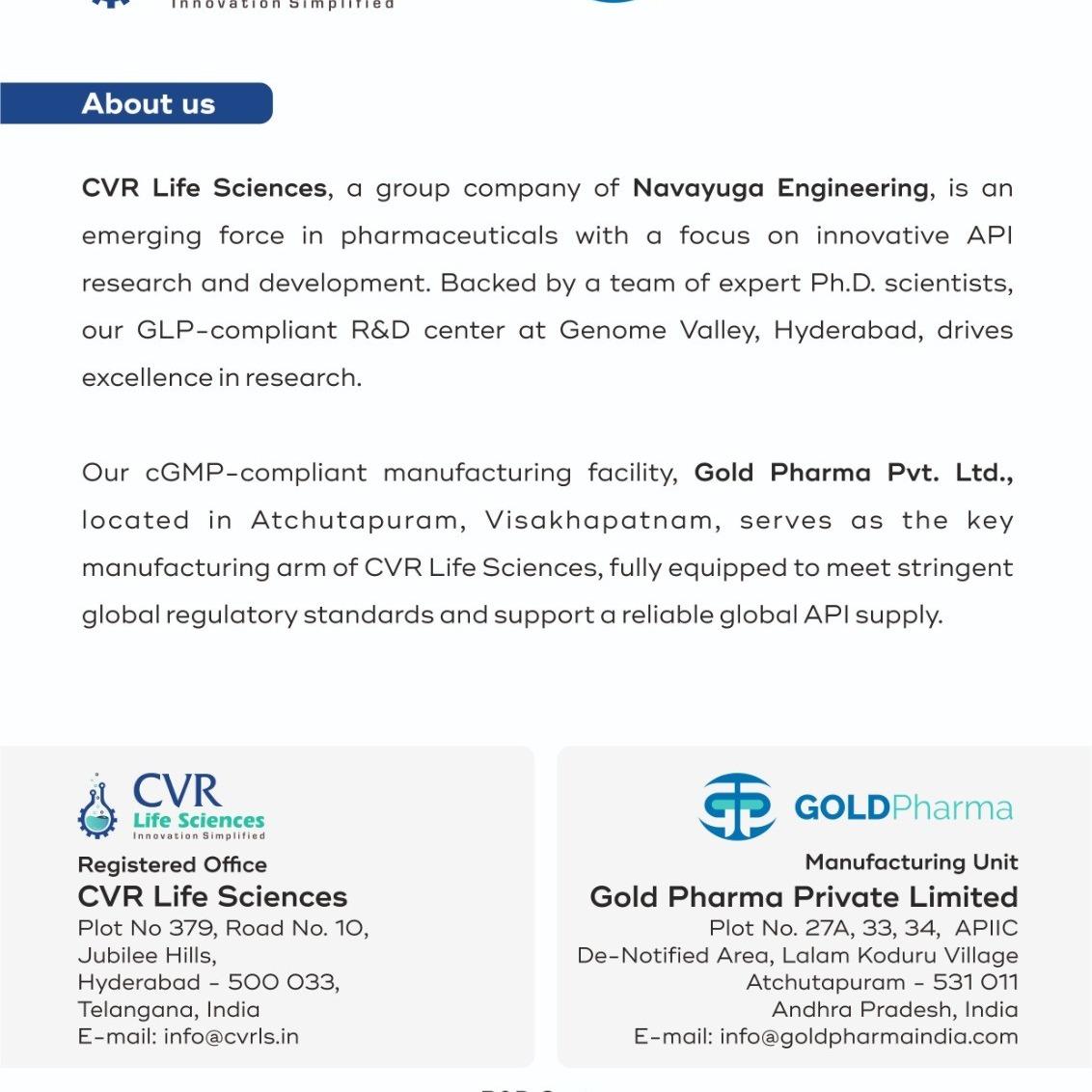 sravan | CVR Life sciences | CPHI Online