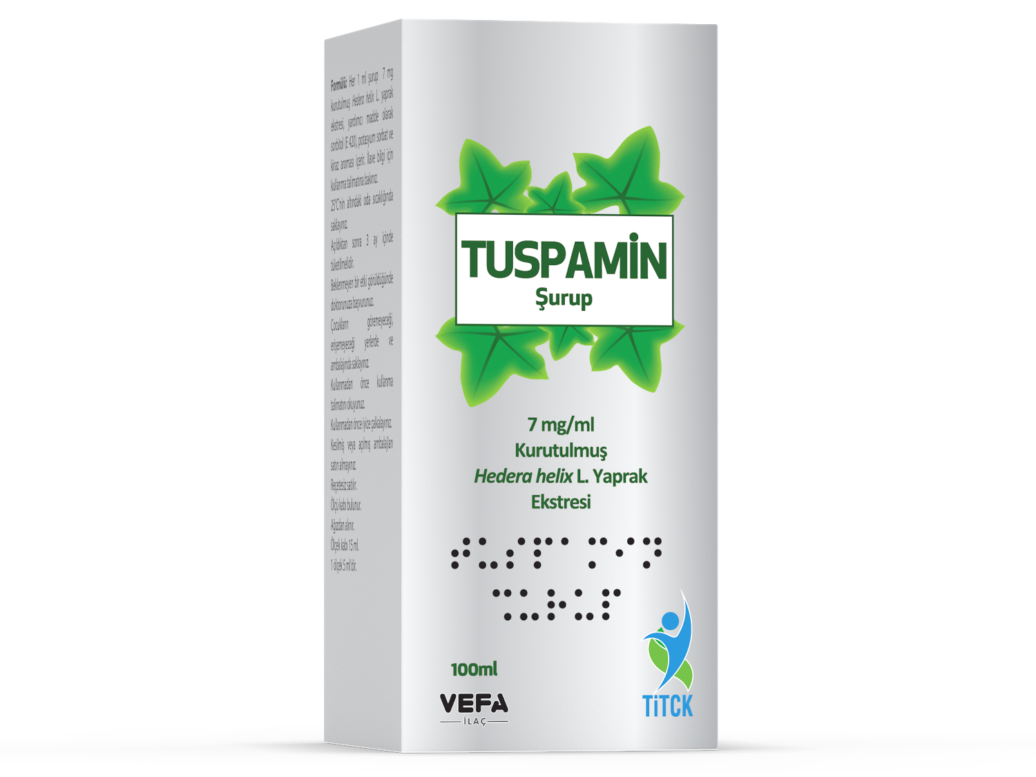 Tuspamin Syrup 35mg/5ml 100ml bottle | Vefa Ilac | CPHI Online